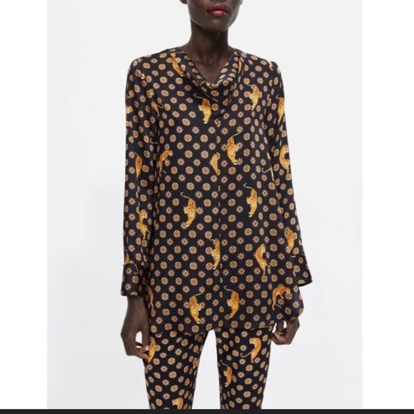 Zara | Tops | Zara Tiger Print Satin Cowl Top | Poshmark